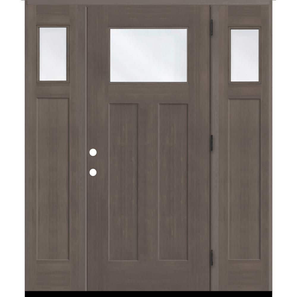 Steves & Sons Regency 64 in. x 80 in. 1/4 TopL Clear Glass LHOS Ashwd ...