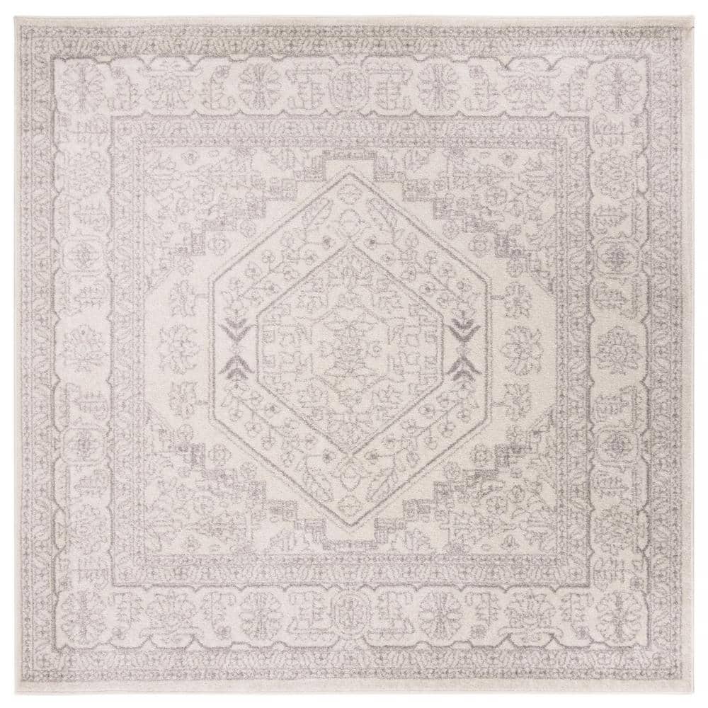 SAFAVIEH Adirondack Ivory/Silver 7 ft. x 7 ft. Square Medallion Border ...
