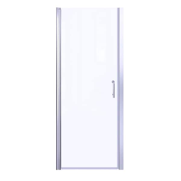 Aoibox 30 in. W x 72 in. H Semi-Frameless Pivot Shower Door with Clear Glass in Chrome ...