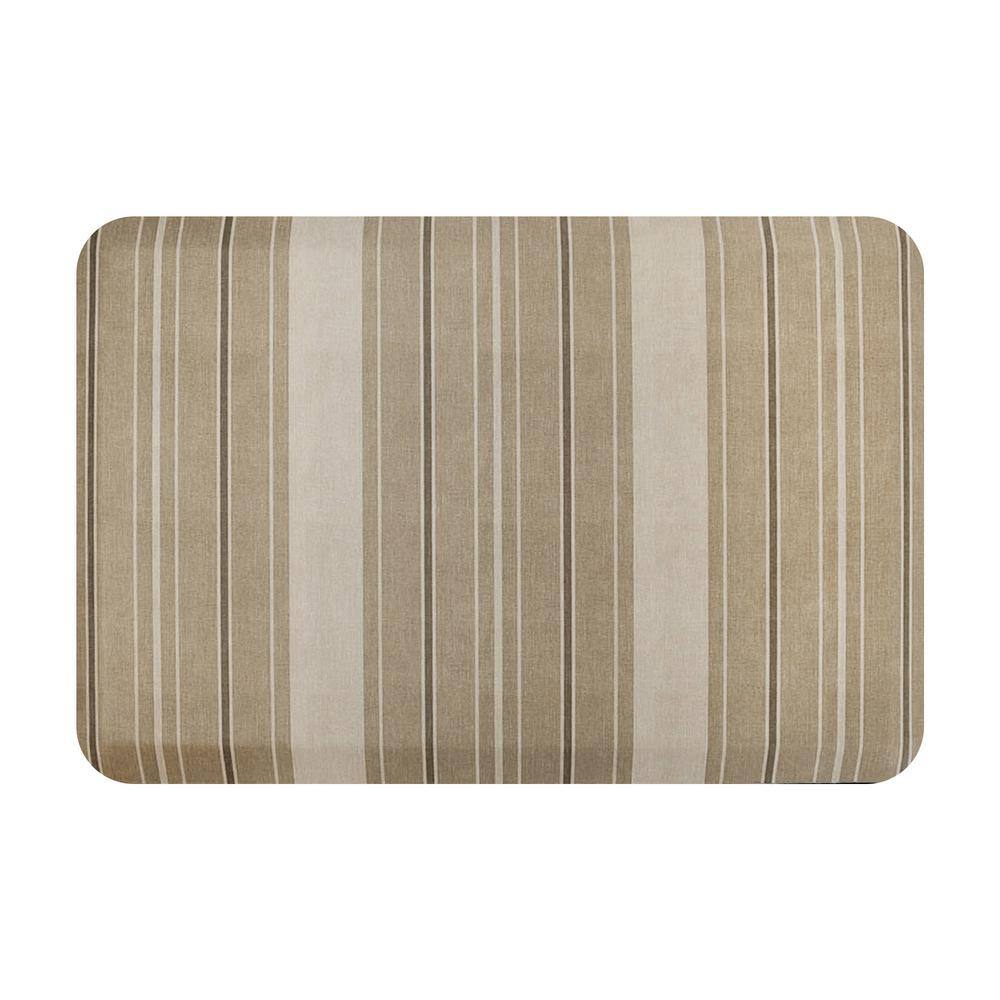 Bungalow Flooring Sole Comfort Ticking Stripes 22 in. x 32 in. Tan Anti ...