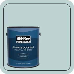 BEHR PREMIUM PLUS 1 gal. #500E-3 Rain Washed Semi-Gloss Enamel Exterior ...