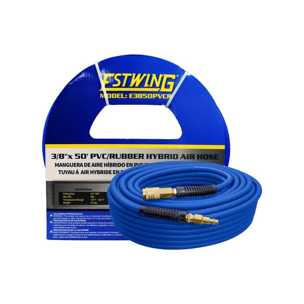 Estwing 3/8 in. x 50 ft. PVC/Rubber Hybrid Air Hose with 1/4 in. Brass ...