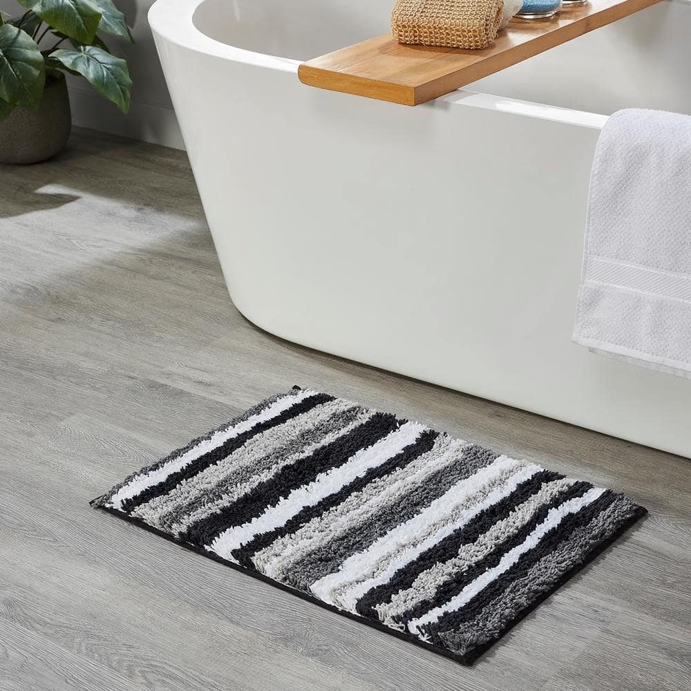Gray and white bath mat store