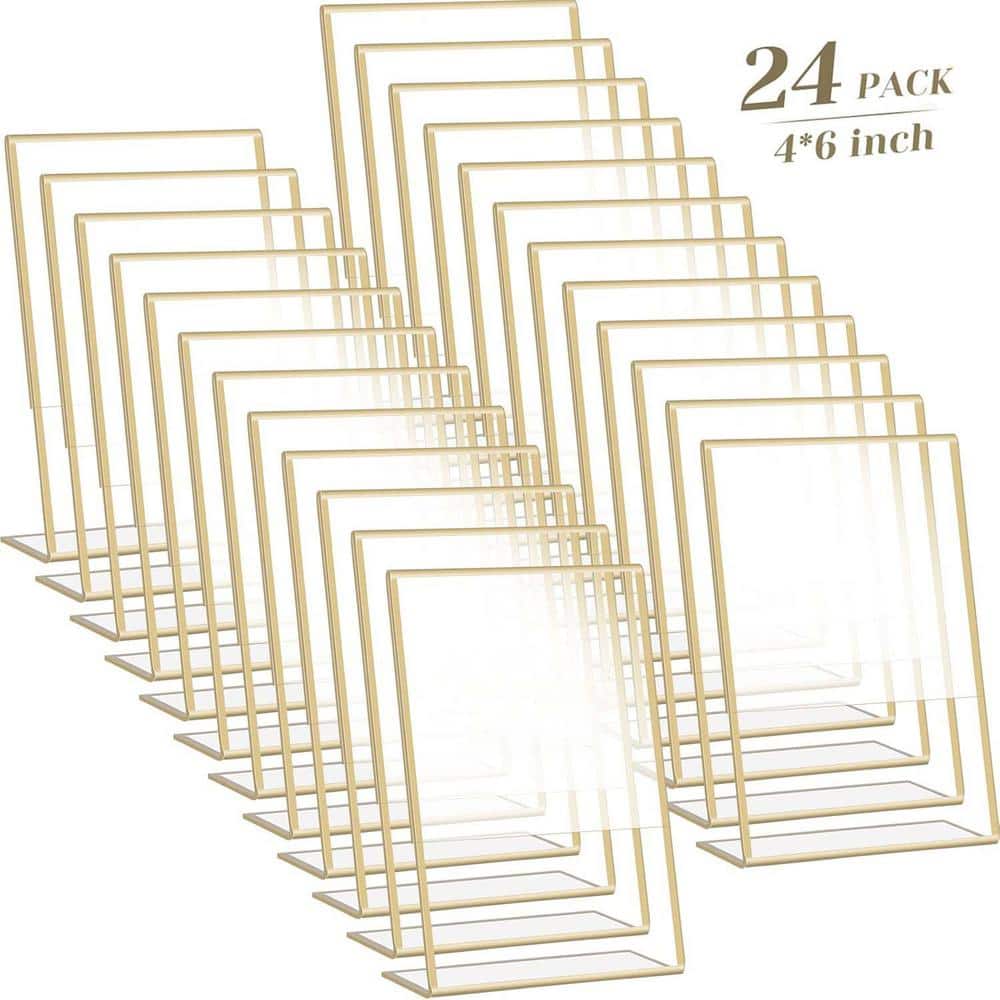 Afoxsos 4 x 6 in. Gold Picture Frame with Vertical Slant Back Table ...