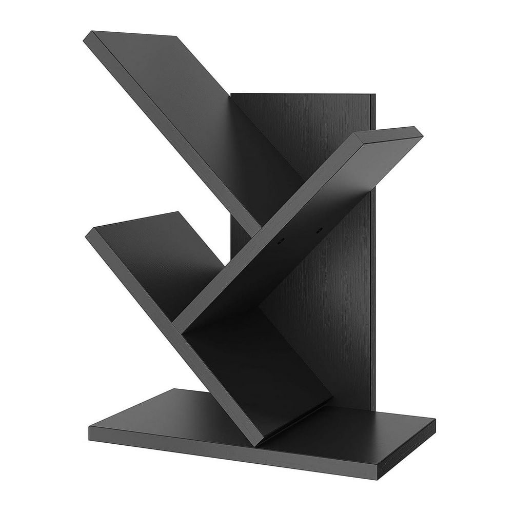 Black 11.8 in. x 16 in. Wood Modern 2-Tier Desk Display Shelf ...