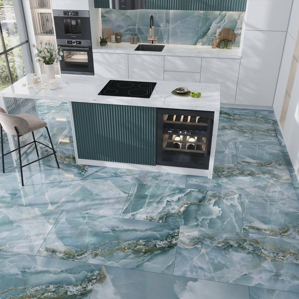 Apollo Tile Splendor Onyx Green 24 in. x 48 in. Porcelain Rectangular ...