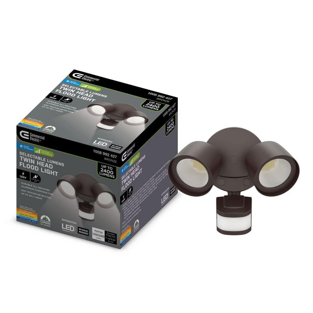 Commercial Electric 240° Motion Activated Dusk to Dawn Bronze Outdoor ...
