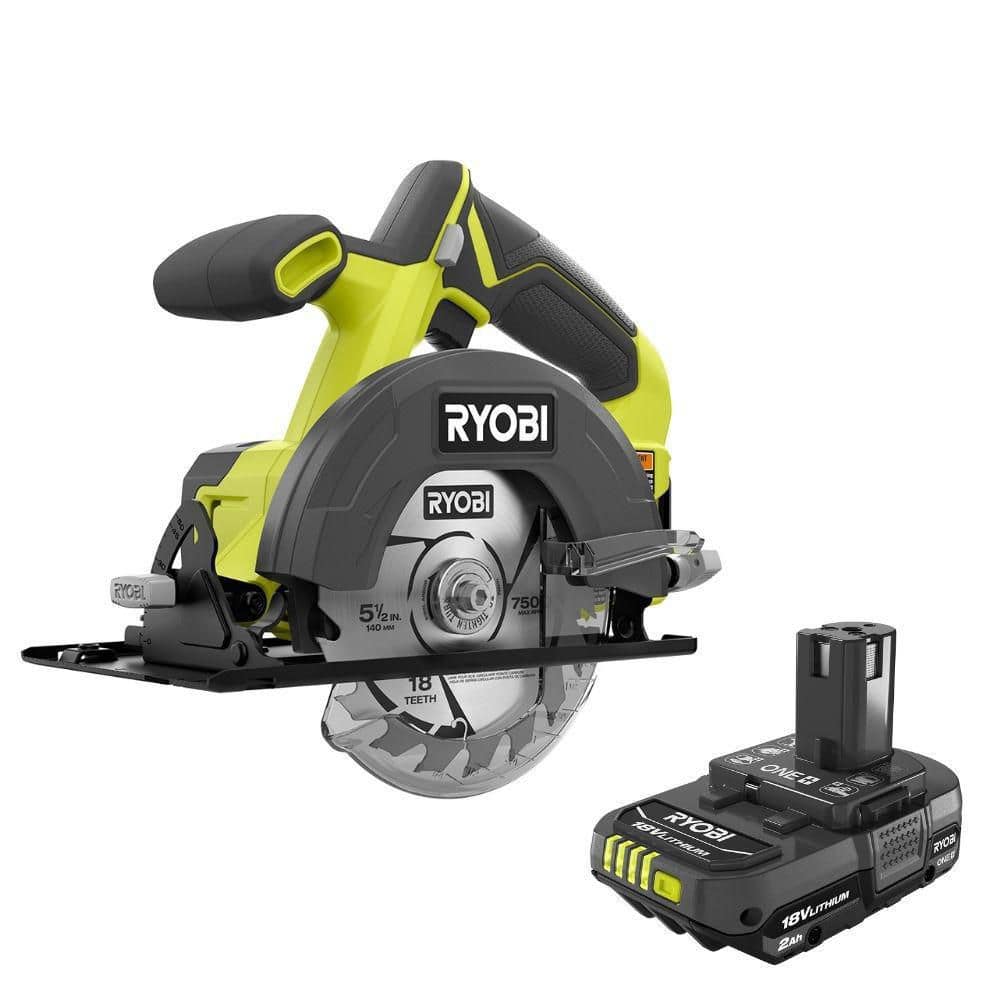 RYOBI ONE+ 18V Cordless 5 1/2 in. Circular Saw with ONE+ 18V 2.0 Ah ...