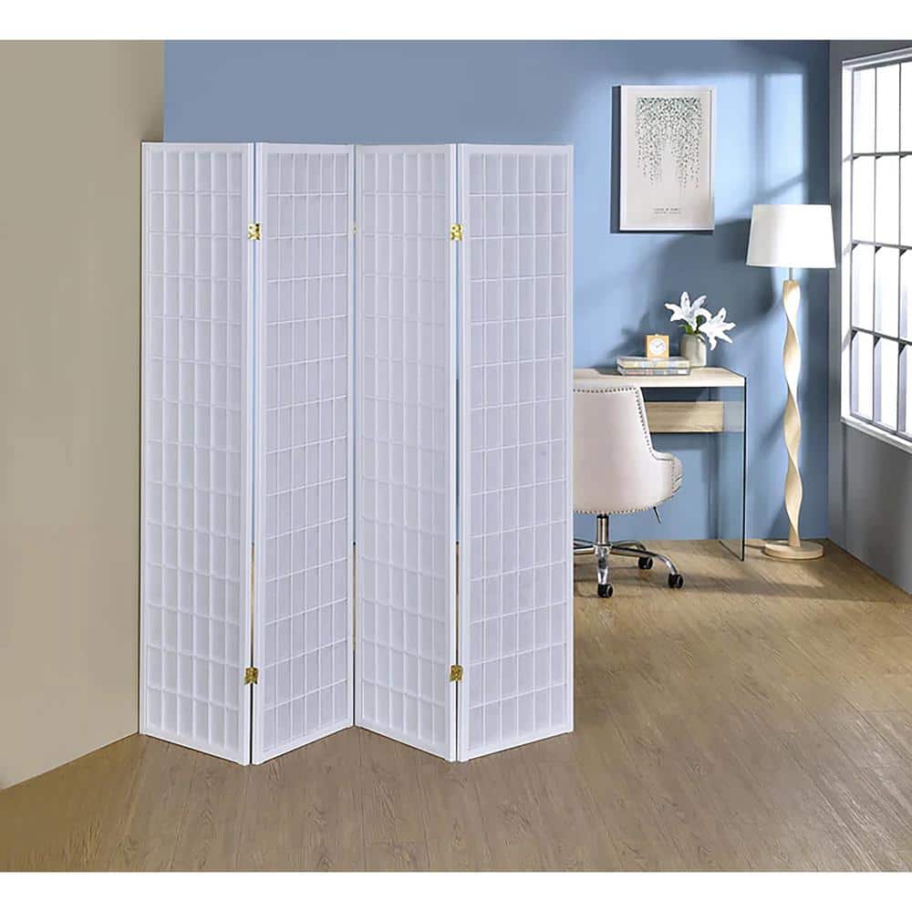 Venetian Worldwide 68 in. Wide White 4-Panel Tile Design Room Divider ...