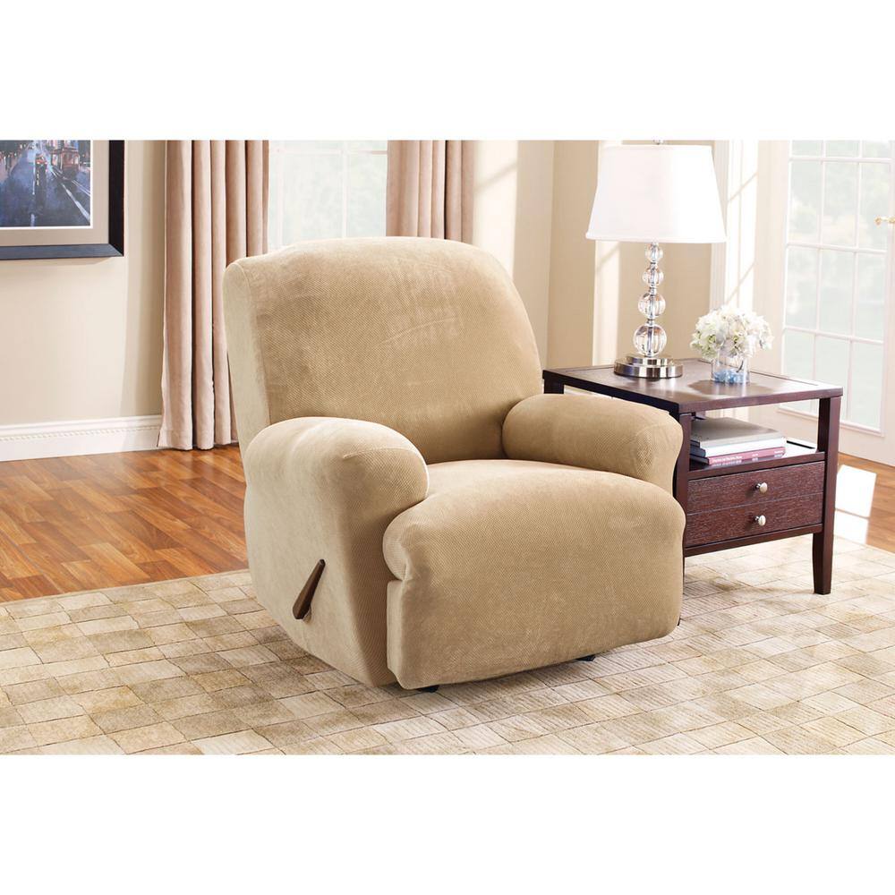 Sure-Fit Stretch Pique Cream Recliner Slipcover SF38703 - The Home Depot