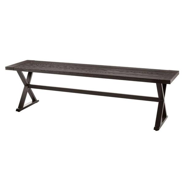 Hampton Bay Beacon Park Brown Steel Outdoor Dining Bench – BrickSeek