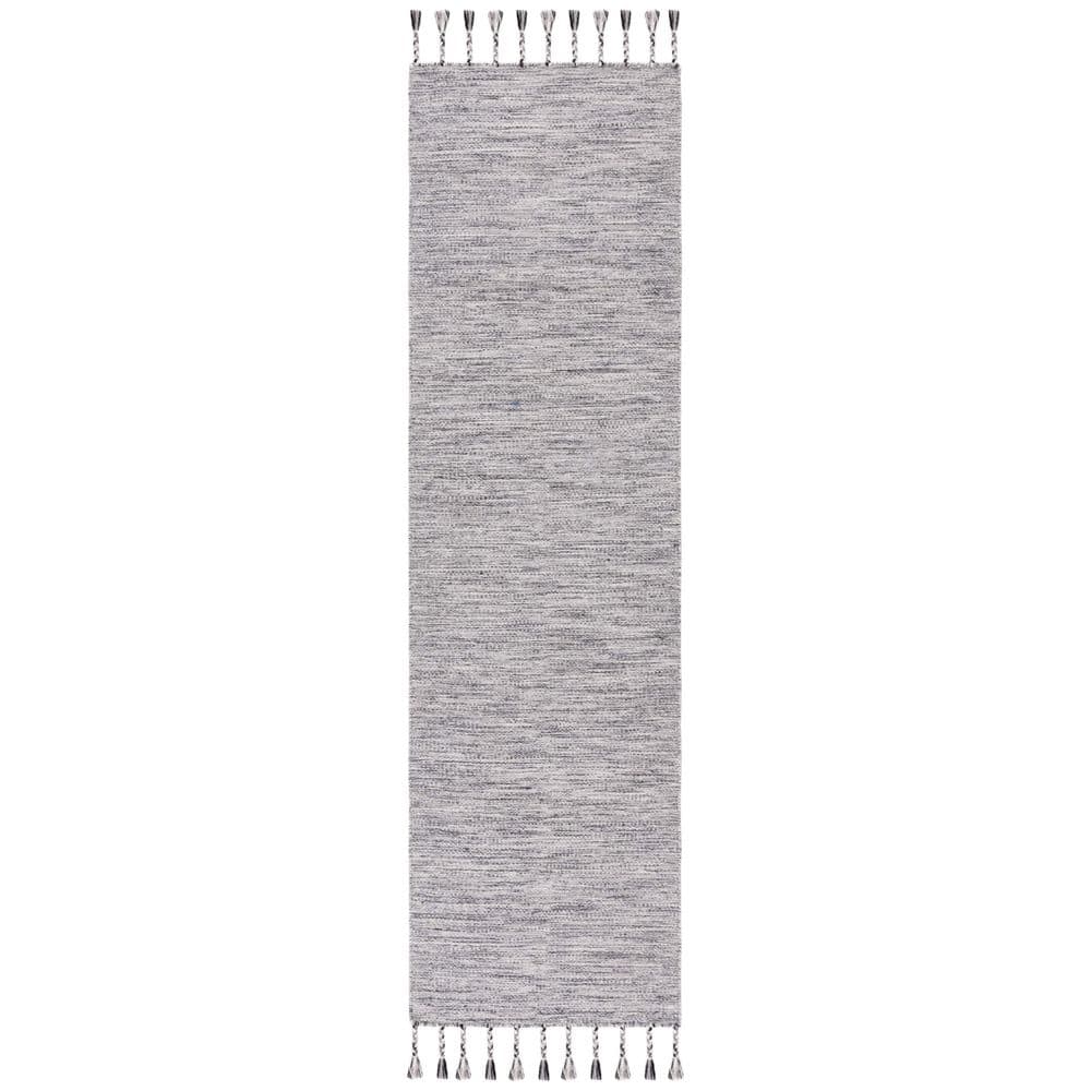 SAFAVIEH Dhurries 2 ft. x 8 ft. Dark Gray/Beige Horizontal Static ...