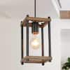 LNC Modern Farmhouse 1-Light Black Mini Island Pendant with Rustic Faux ...