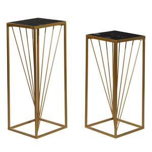 Glitzhome Gold Metal with Glass Accent Table (Set of 2) GH1002202300 ...