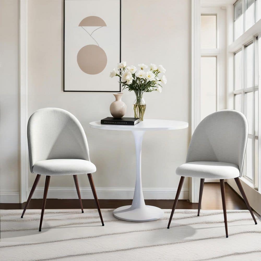 Homy Casa HTAOY 3-Piece Dining Set with Beige Fabric Chairs and Walnut ...