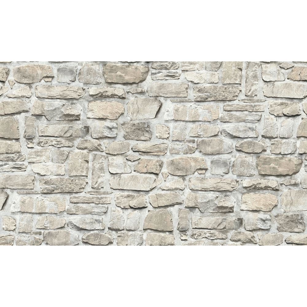 Bricks and More Collection Grey Stone Symphony Motif Matte Finish Vinyl ...