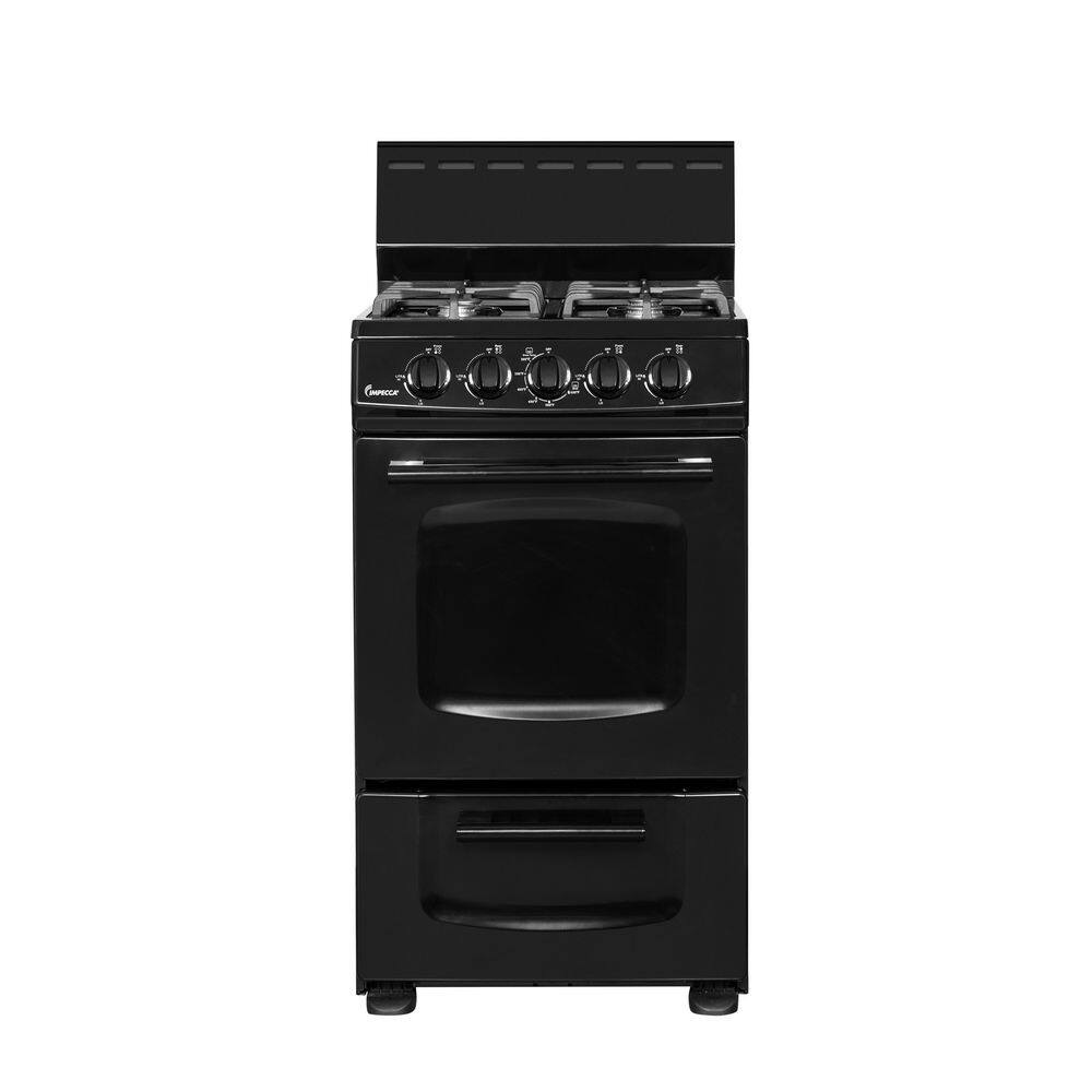 Impecca 20 in. 4 Burners Freestanding Gas Range in Black with Cast Iron ...