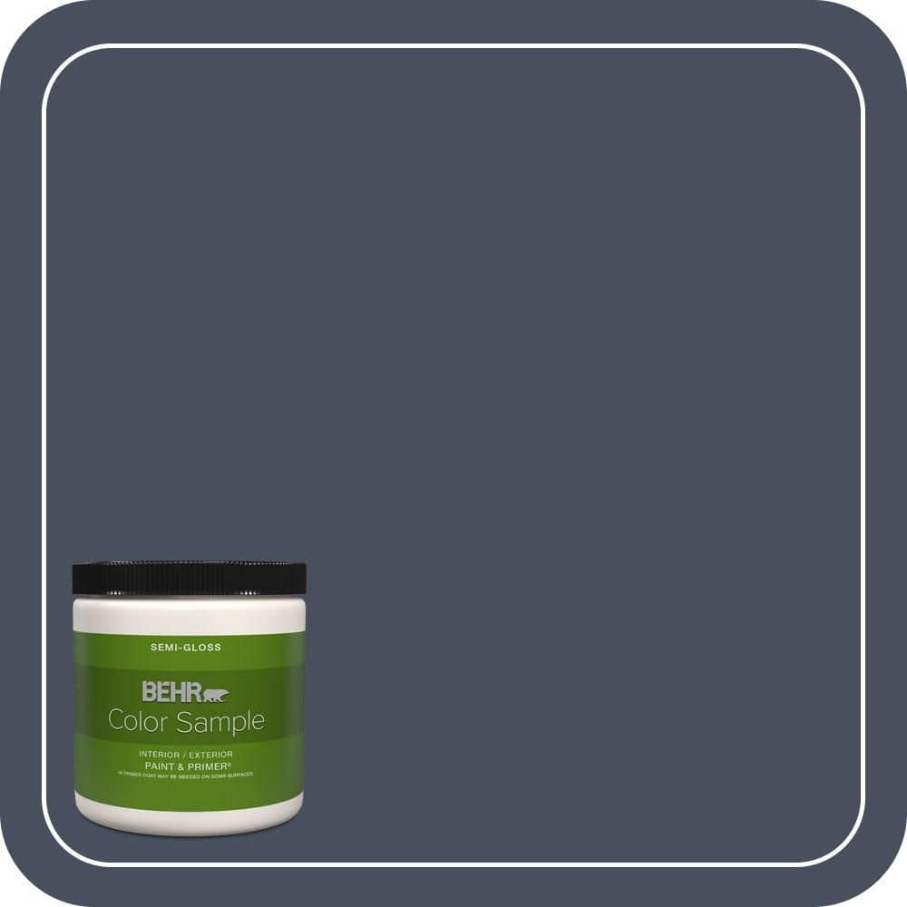 BEHR PREMIUM PLUS 8 oz. #S510-7 Dark Denim Semi-Gloss Interior/Exterior ...