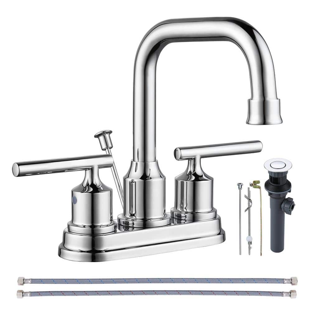 ARCORA 4 in. Centerset Double-Handle High Arc Bathroom Faucet with ...