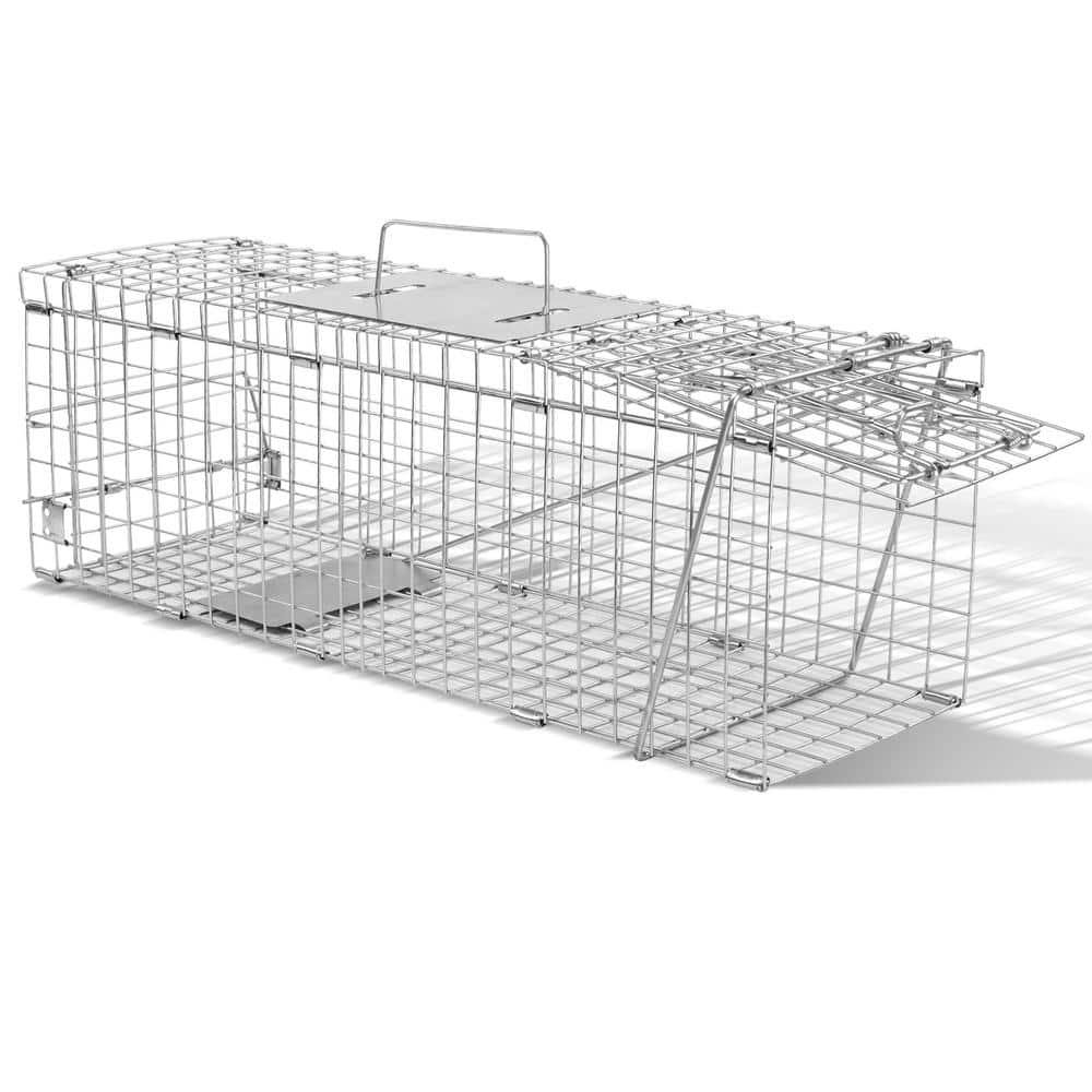 Karl home 24 in. Easy-Set Outdoor Iron Small Animal Folding Cage Trap ...