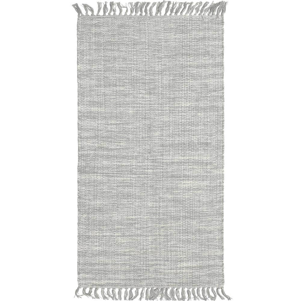 French Connection Yoshi Fringe Light Grey 4 ft. x 6 ft. Casual Area Rug ...