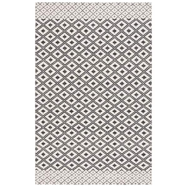 SAFAVIEH Marbella 4 ft. x 6 ft. Black/Ivory Modern Diamond Area Rug ...