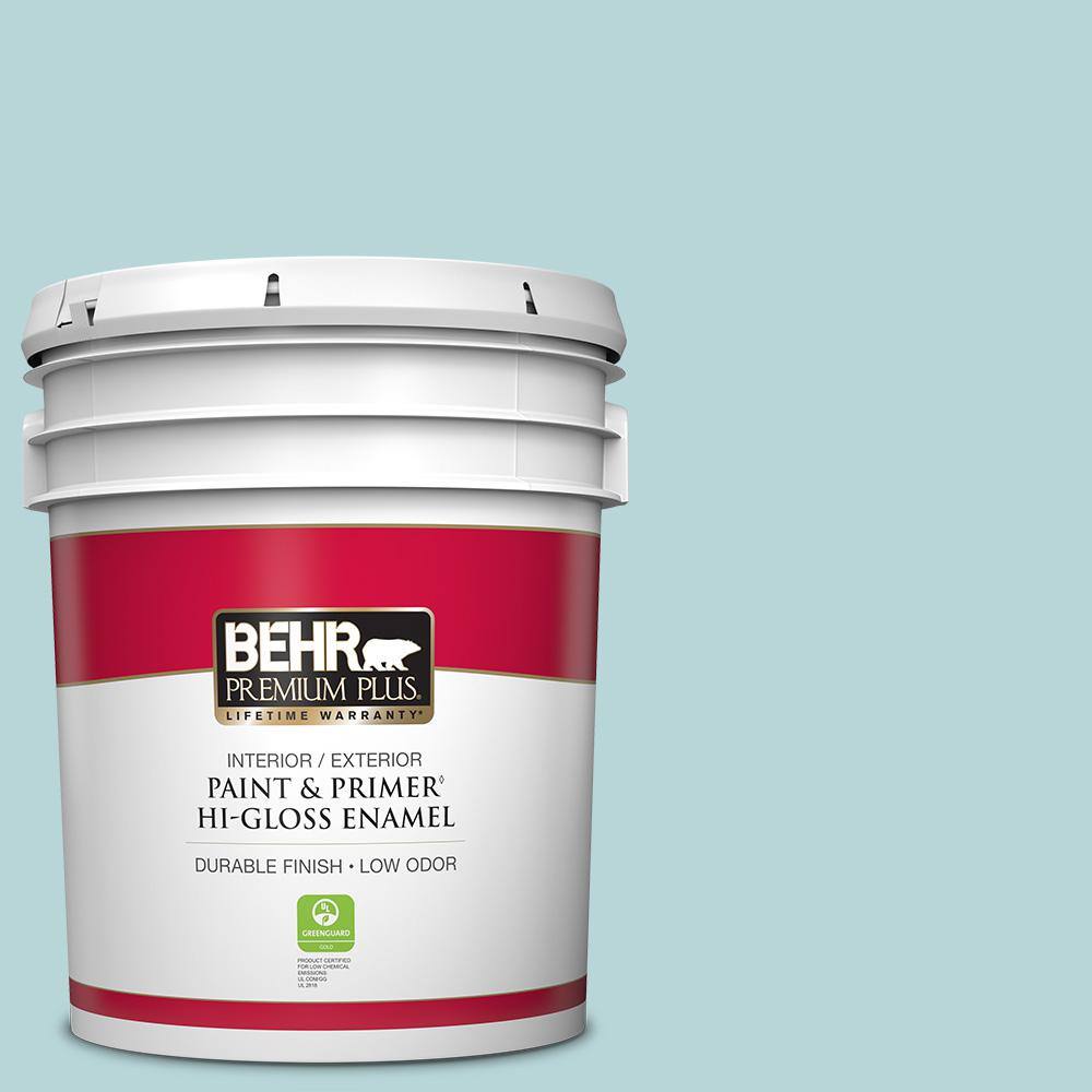 BEHR PREMIUM PLUS 5 gal. #510E-2 Rhythmic Blue Hi-Gloss Enamel Interior ...