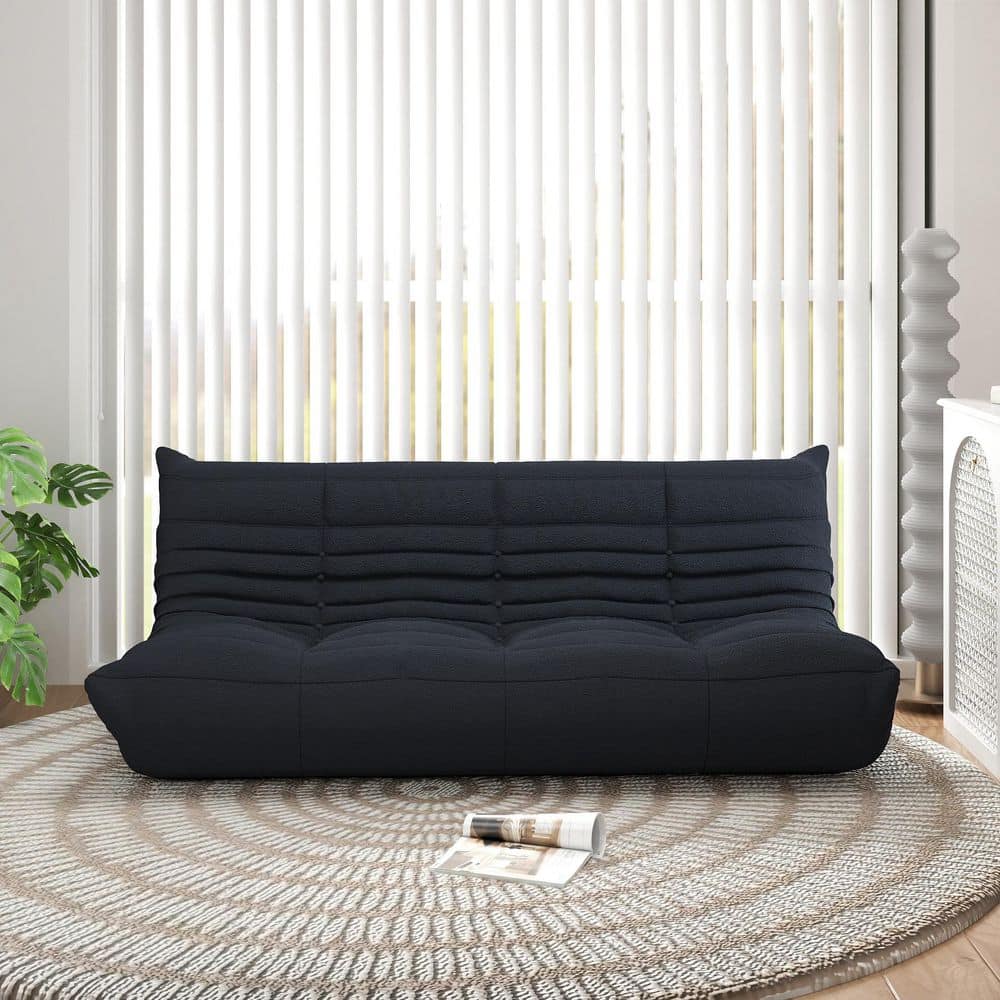 Magic Home 68.9 in. Armless Teddy Velvet Rectangle Anti-Skip Bean Bag 3 ...