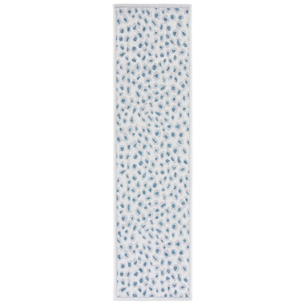SAFAVIEH Courtyard Ivory/Blue 2 ft. x 8 ft. Geometric Cheetah Indoor ...