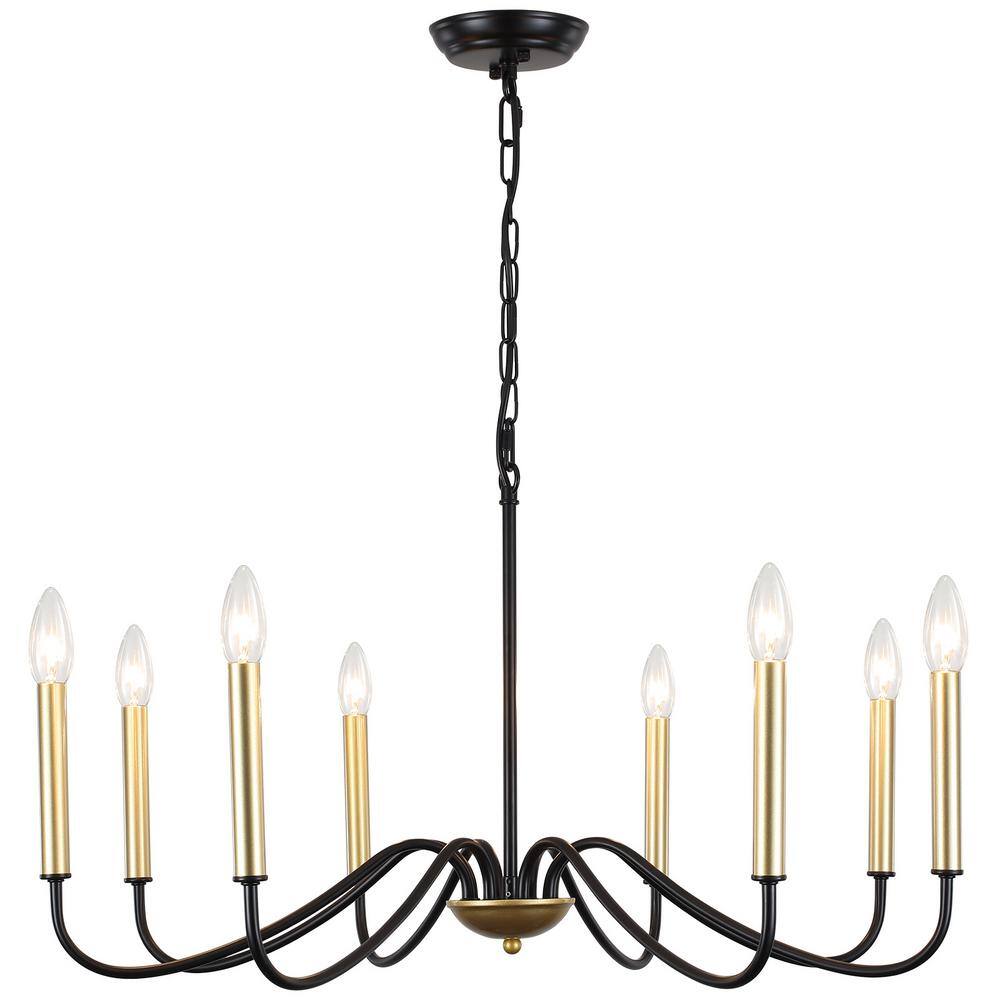 LWYTJO Clerise 8-Light Black/Gold Classic Modern Candle Style ...
