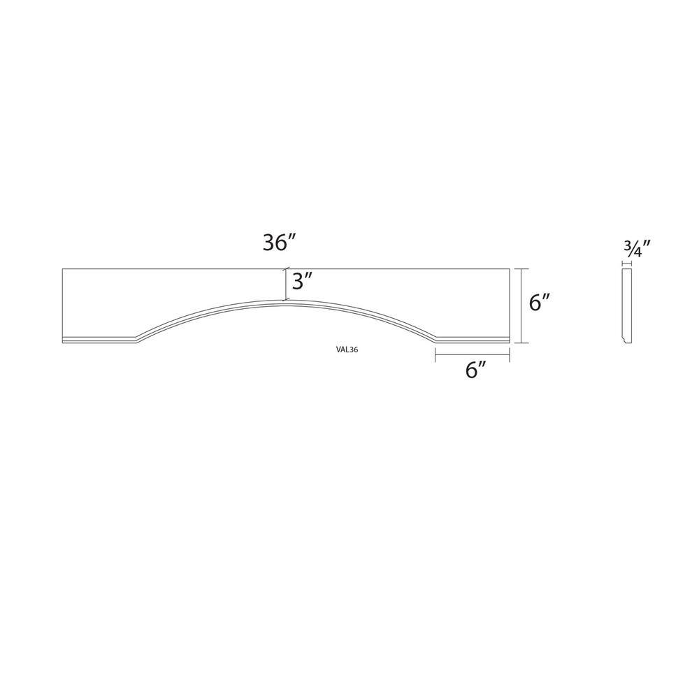 Westport Shaker 36 in. W x 6 in. H x 0.75 in. D in Painted White Arched ...