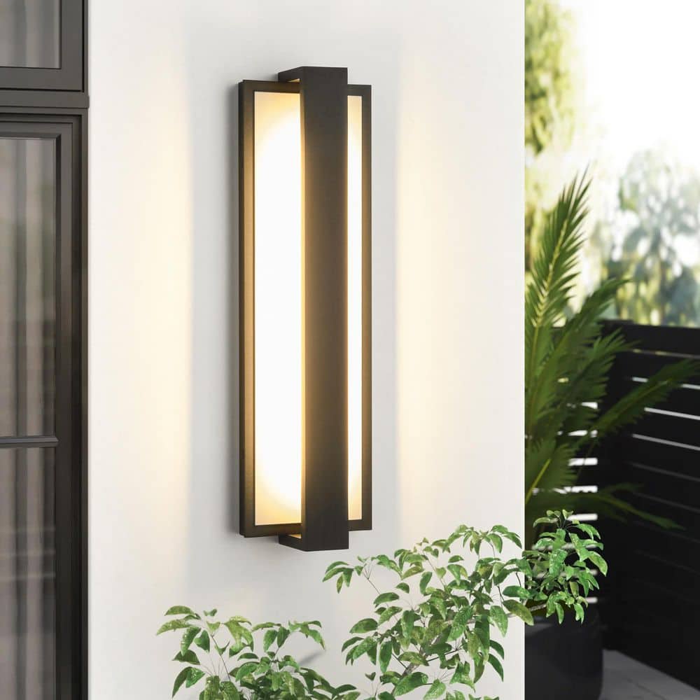 RRTYO Amzie 16.1 in. Modern Black and White Rectangular Integrated LED ...