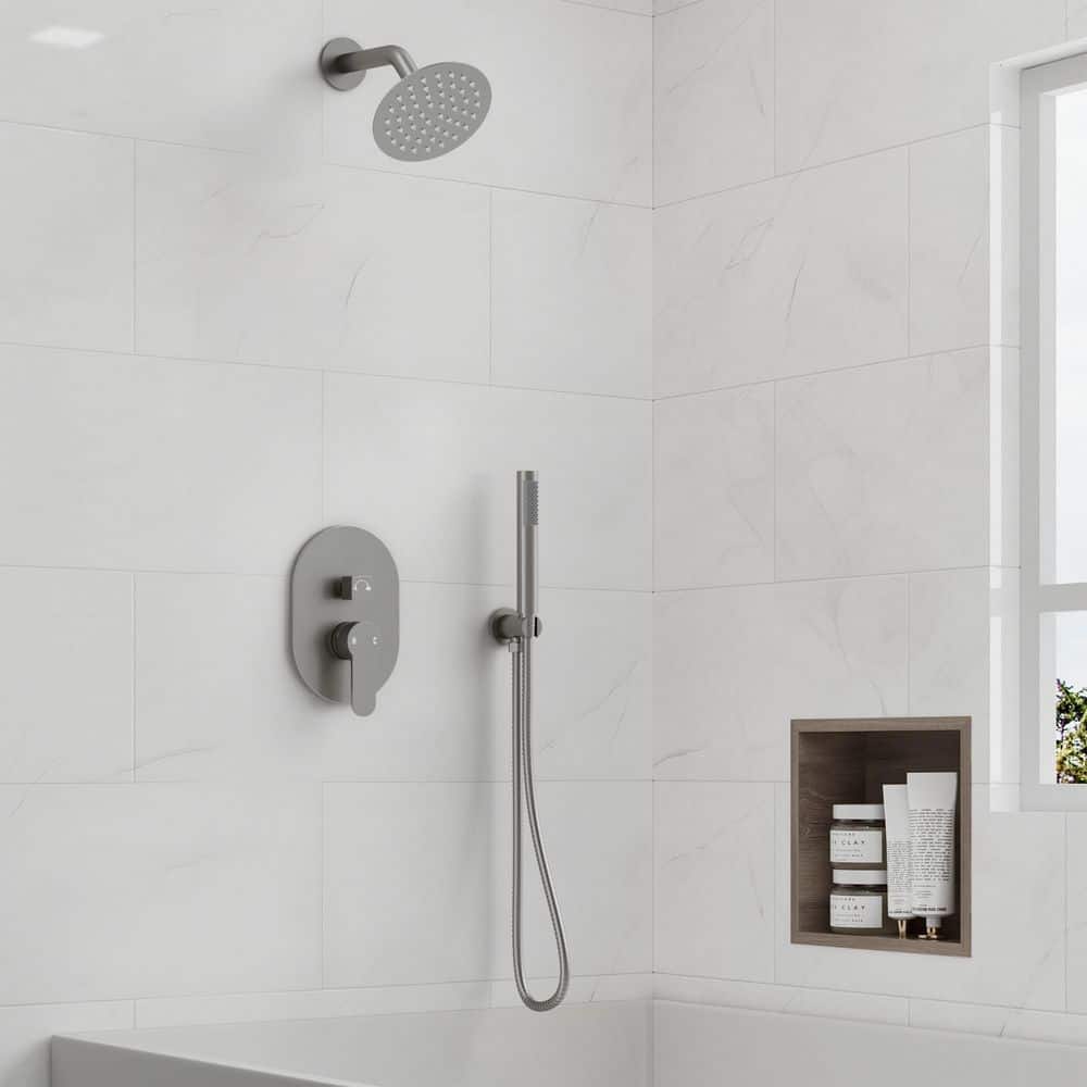 YAWWALK Dual Shower Head System 2-Spray Wall-Mounted Rainfall and ...