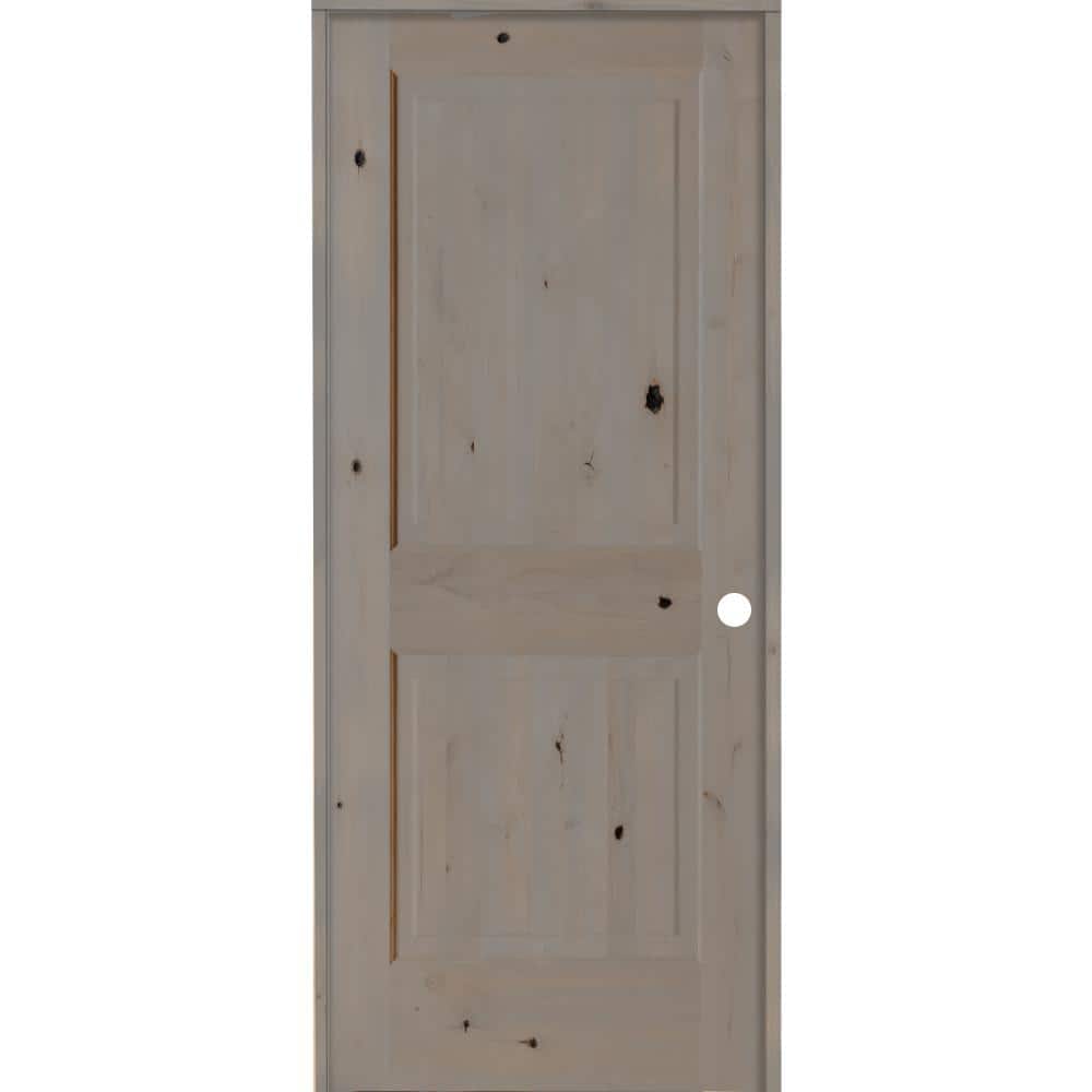 Krosswood Doors 32 in. x 80 in. Rustic Knotty Alder 2 Panel Left-Handed ...