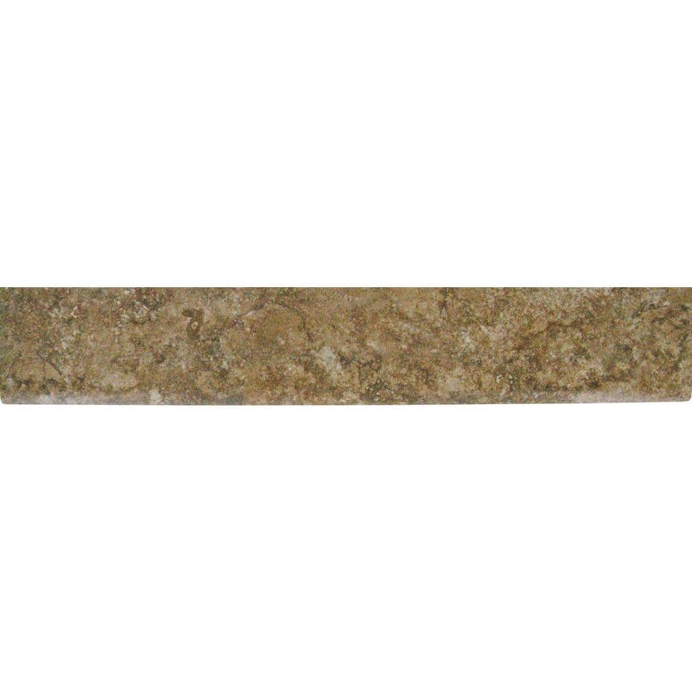 MSI Travertino Walnut 3 in. x 18 in. Porcelain Bullnose Baseboard Wall ...