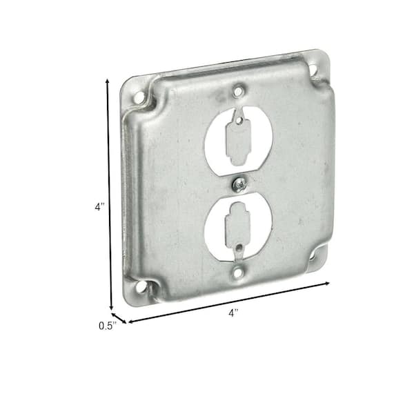 Steel City 1/2 in. Raised 4in. Square Single Duplex Receptacle Cover ...