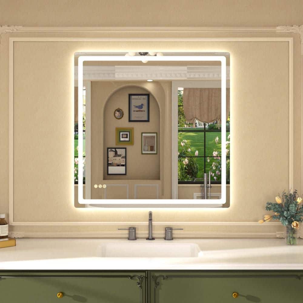 Sylanor Twinkle 36 in. W x 36 in. H Rectangular Frameless Anti-Fog LED ...