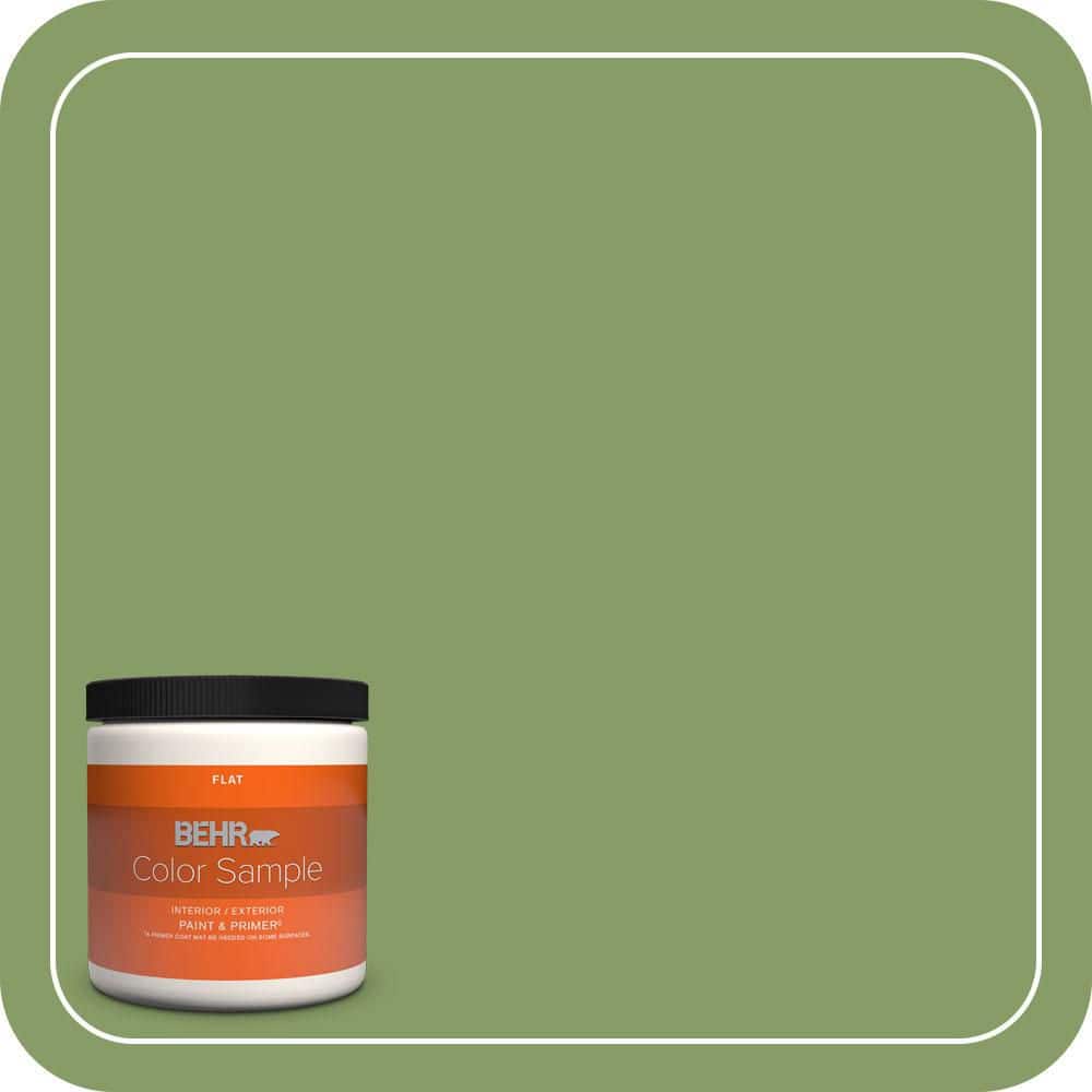 BEHR PREMIUM PLUS 8 oz. #M370-5 Agave Plant Flat Interior/Exterior ...