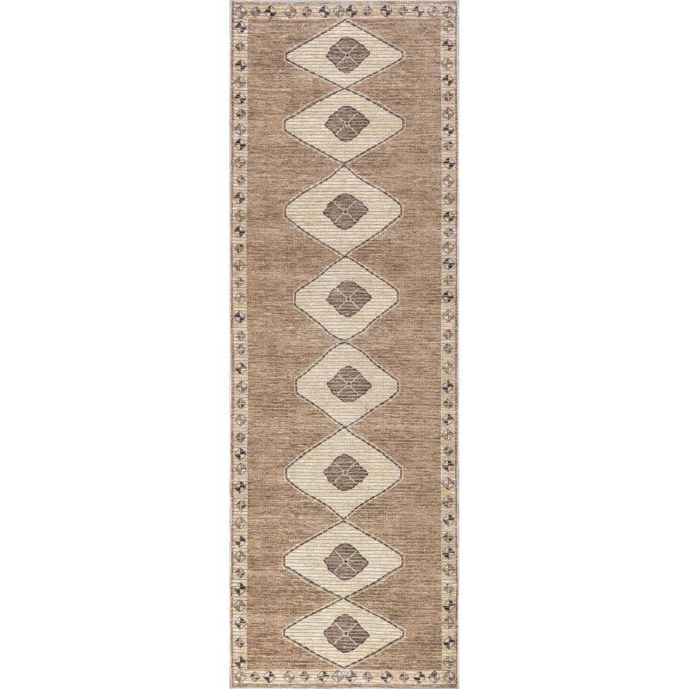 RUGS USA Fennel Diamond Machine Washable Light Brown 3 ft. x 8 ft ...