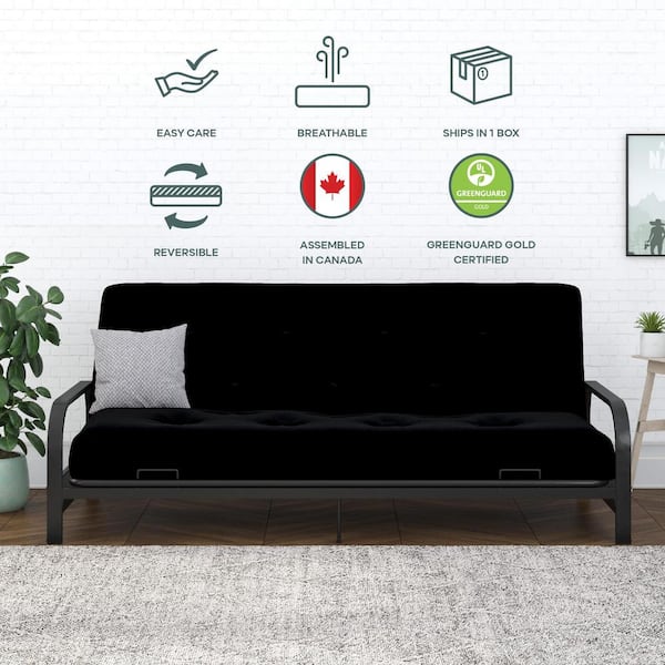 REALROOMS Cozey 8 in. Pocket Spring Coil Futon Mattress, Polyester ...