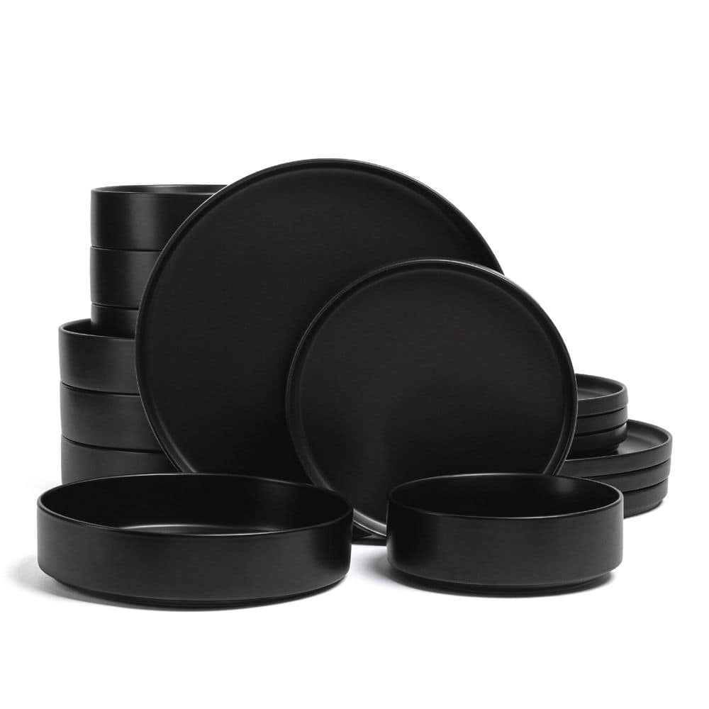 Over and Back Stackable 16-Piece Semi-Matte Black Hand-Finished ...