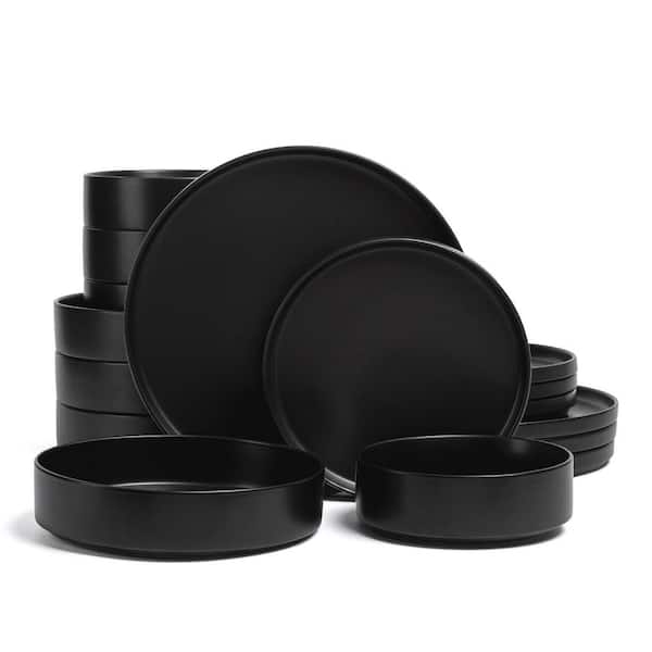Over and Back Stackable 16-Piece Semi-Matte Black Hand-Finished ...