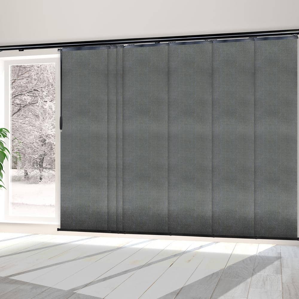 EMOH Metallic 110 in. - 153 in. W x 94 in. L 7-Panel Black Single Rail ...
