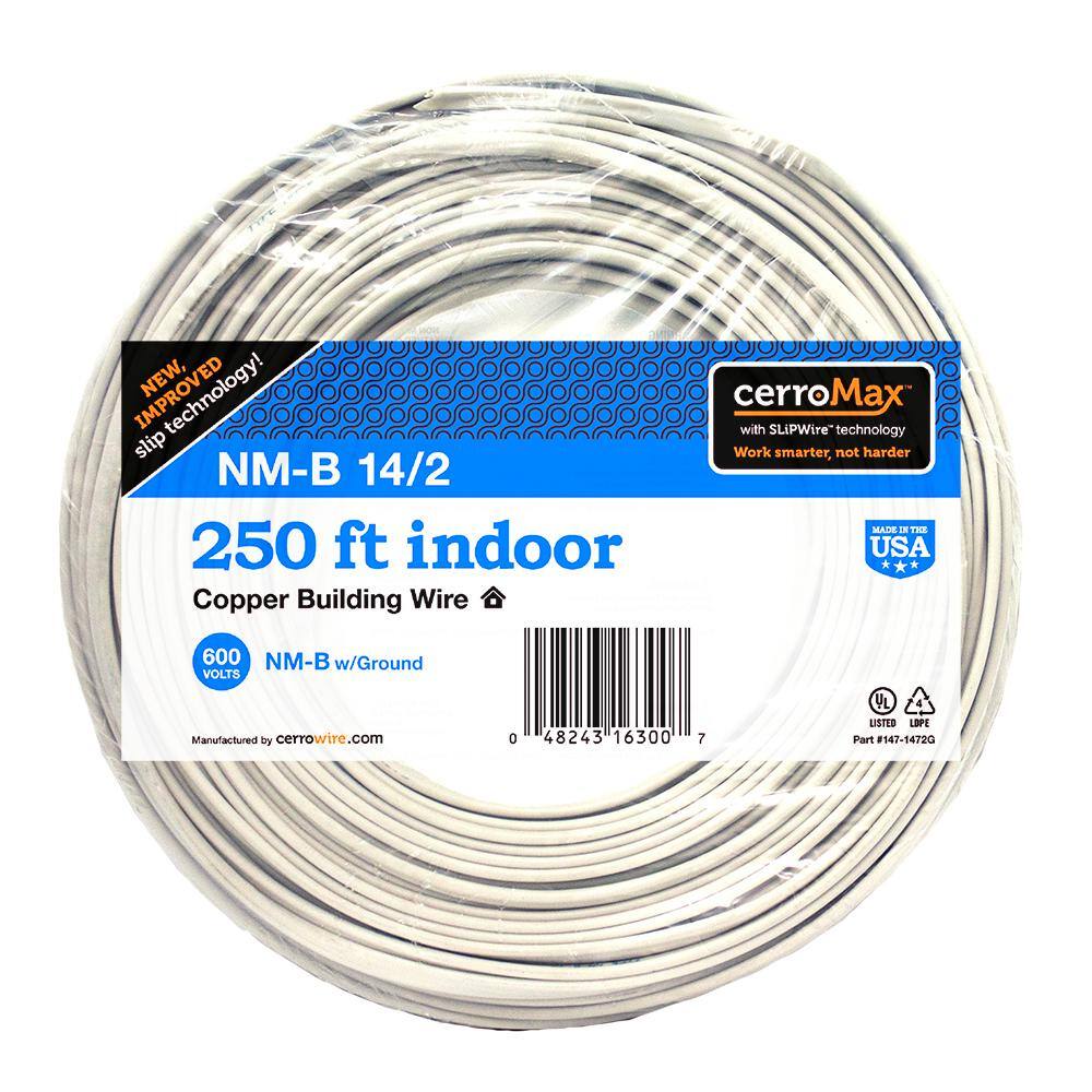 Cerrowire 250 Ft 14 2 White Solid CerroMax SLiPWire Copper NM B Wire