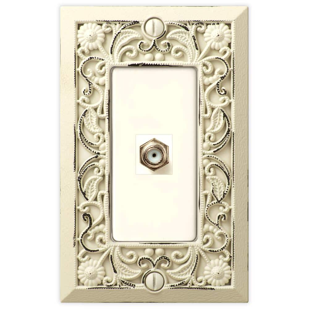 AMERELLE Filigree 1 Gang Coax Metal Wall Plate - Antique White 65CXAW ...