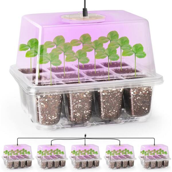 MIXC 5 Packs Seed Starter Tray with Grow Light, Elevated Seedling ...