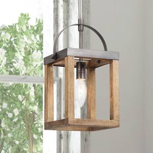 LNC Gina 1-Light Modern Farmhouse Pendant Industrial Gray Drum Cage ...