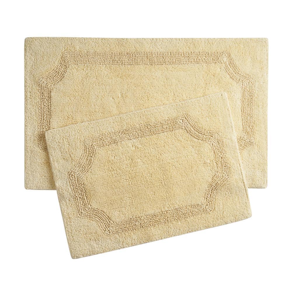 Laura Ashley Reversible Yellow Cotton 2-Piece Bath Mat Set LAYMB005980 ...
