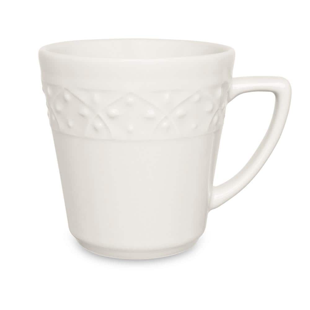 Manhattan Comfort Mendi 12.17 oz. Ivory Earthenware Mugs (Set of 12) 2 ...