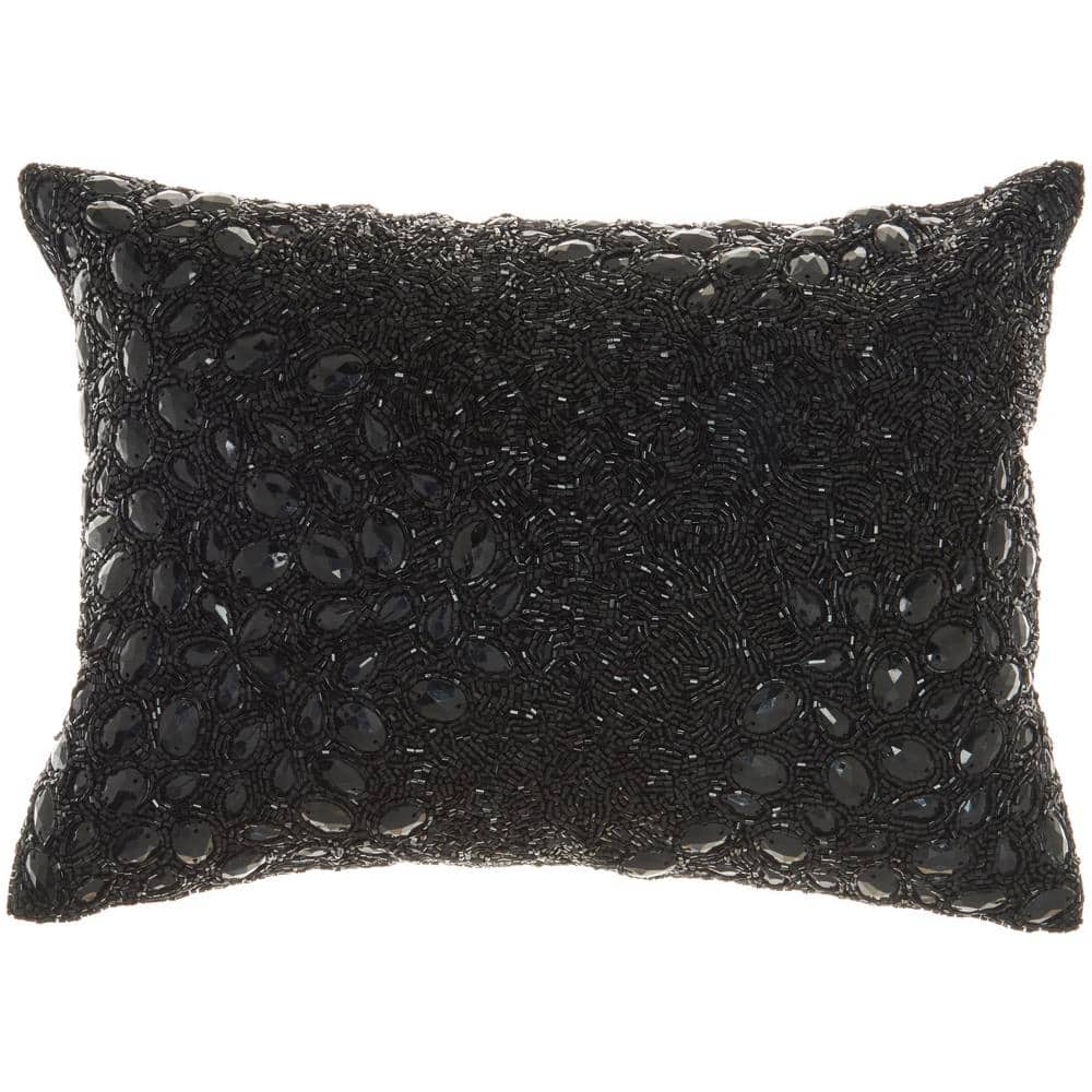 Mina Victory Luminescence Black Abstract 14 in. x 10 in. Rectangle ...